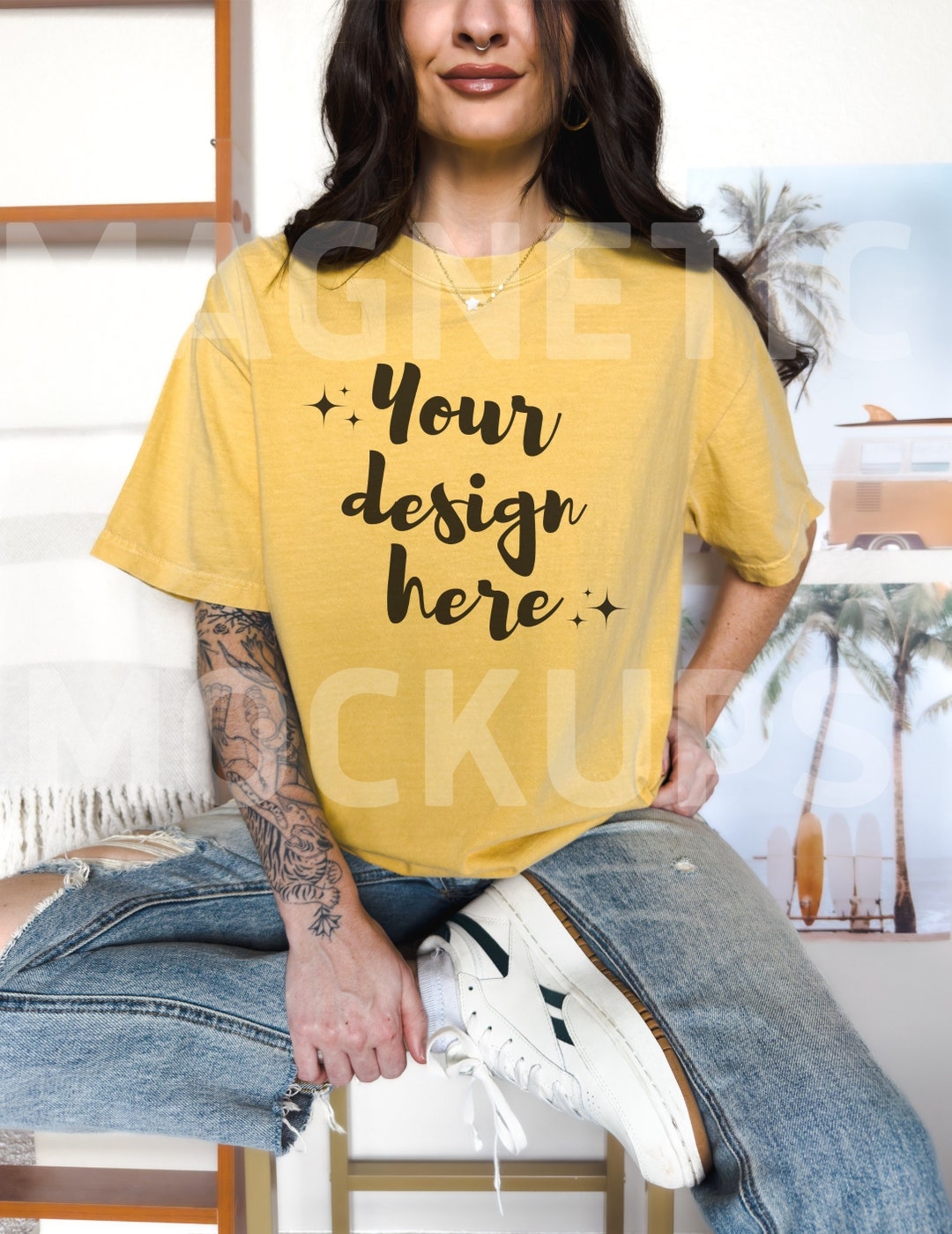 Mustard Comfort Colors C1717 Mockup, Comfort Colors Mockup, Oversized ...
