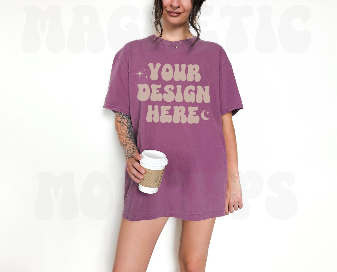 Comfort Colors C1717 Berry Mockup, Oversized Berry Mockup, Model Mockup ...