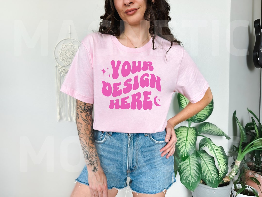 Bella Canvas 3001 Pink Mockup, Bella Canvas Mockup, Pink Tshirt Mockup ...