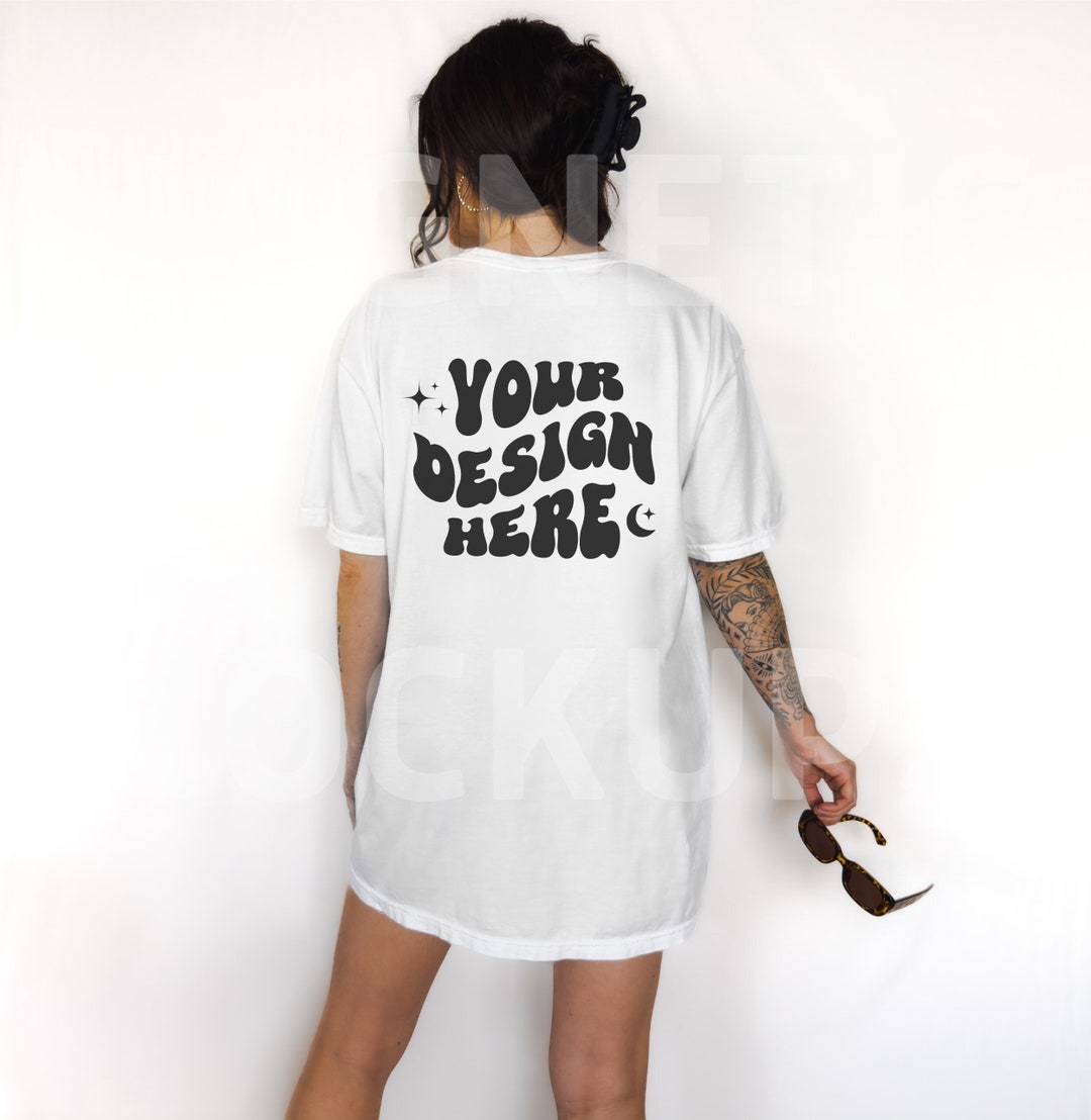 Comfort Colors C1717 White Back Mockup, Oversized White Back of Shirt ...