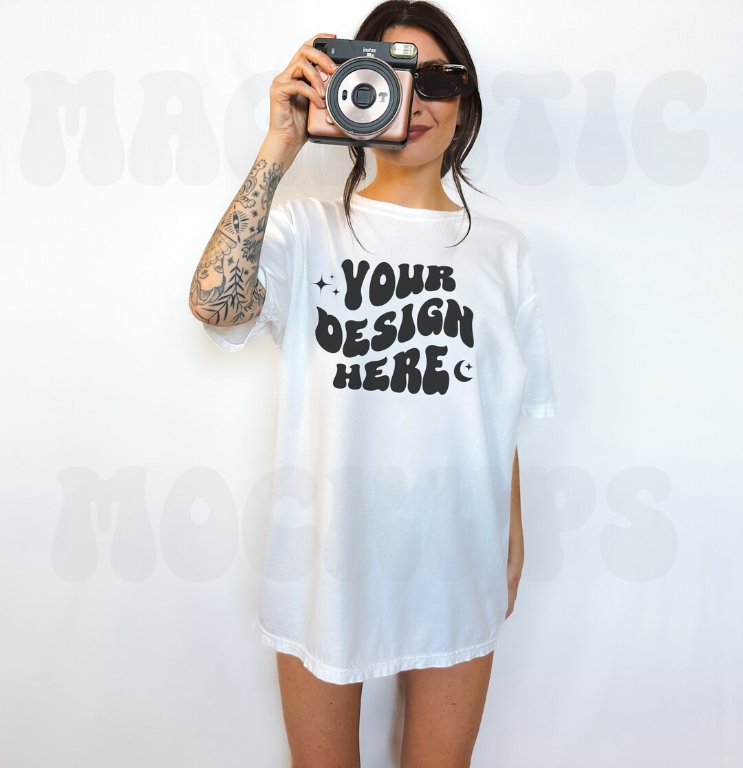 Comfort Colors C1717 White Mockup, Oversized White Mockup, Model Mockup ...