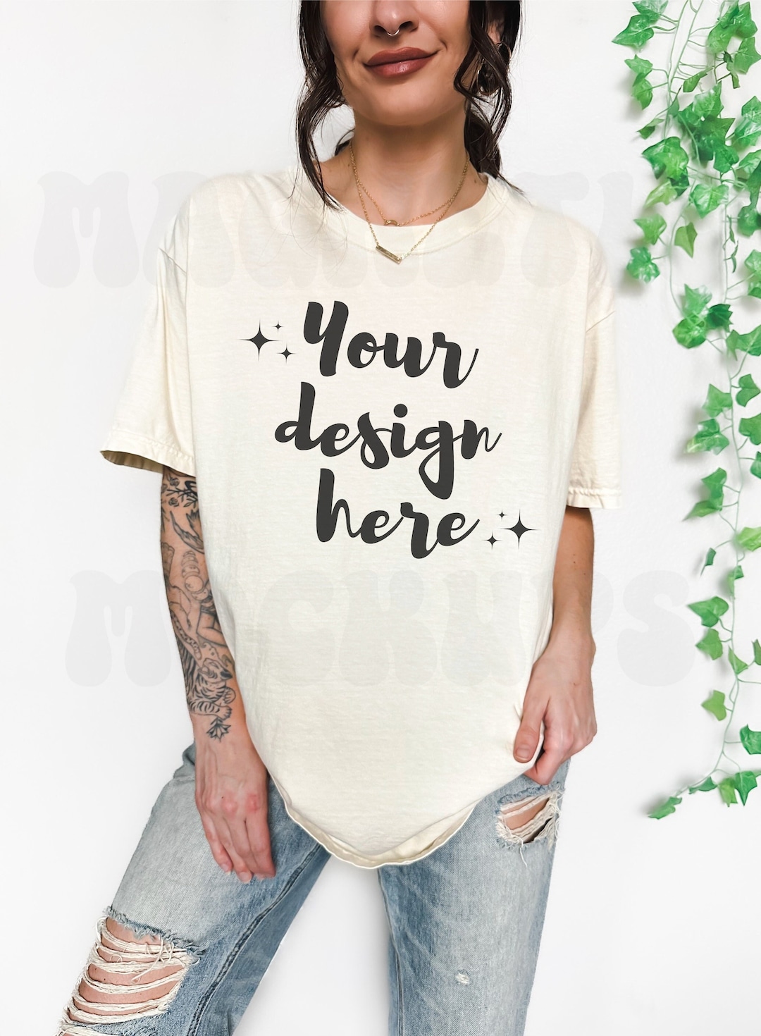 Comfort Colors C1717 Ivory Mockup, Oversized Comfort Colors Mockup ...