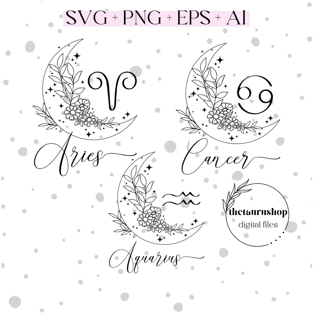 Zodiac Signs Svg Bundle Zodiac Svg Horoscope Svg Cancer Svg Aries Svg