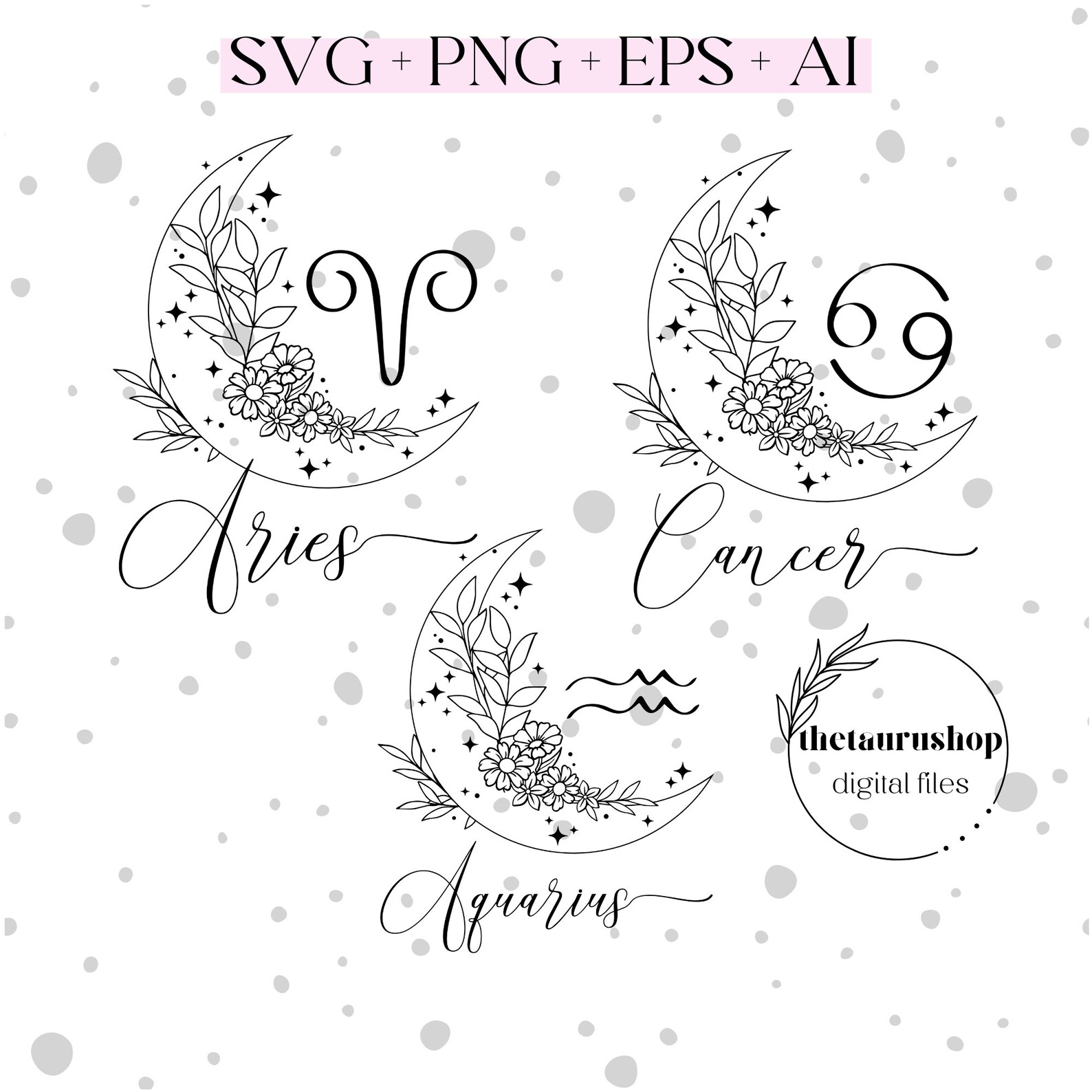 Zodiac Signs Svg Bundle Zodiac Svg Horoscope Svg Cancer Svg Aries Svg