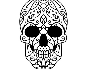 Dia De Los Muertos Skull Coloring Page Sugar Skull Coloring for Adults ...
