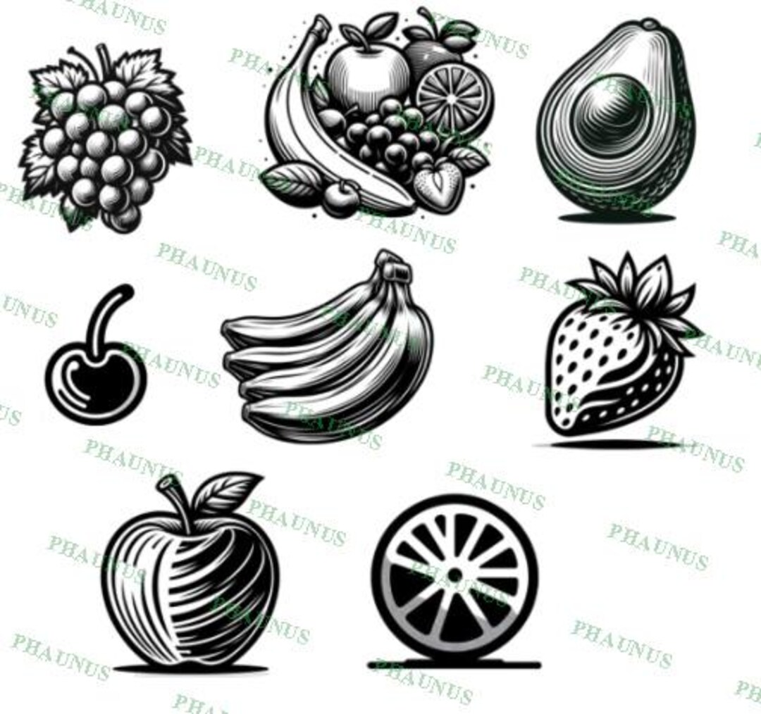 Fruit Assortment - Svg, Bmp, Pdf, Png, Dxf - Etsy