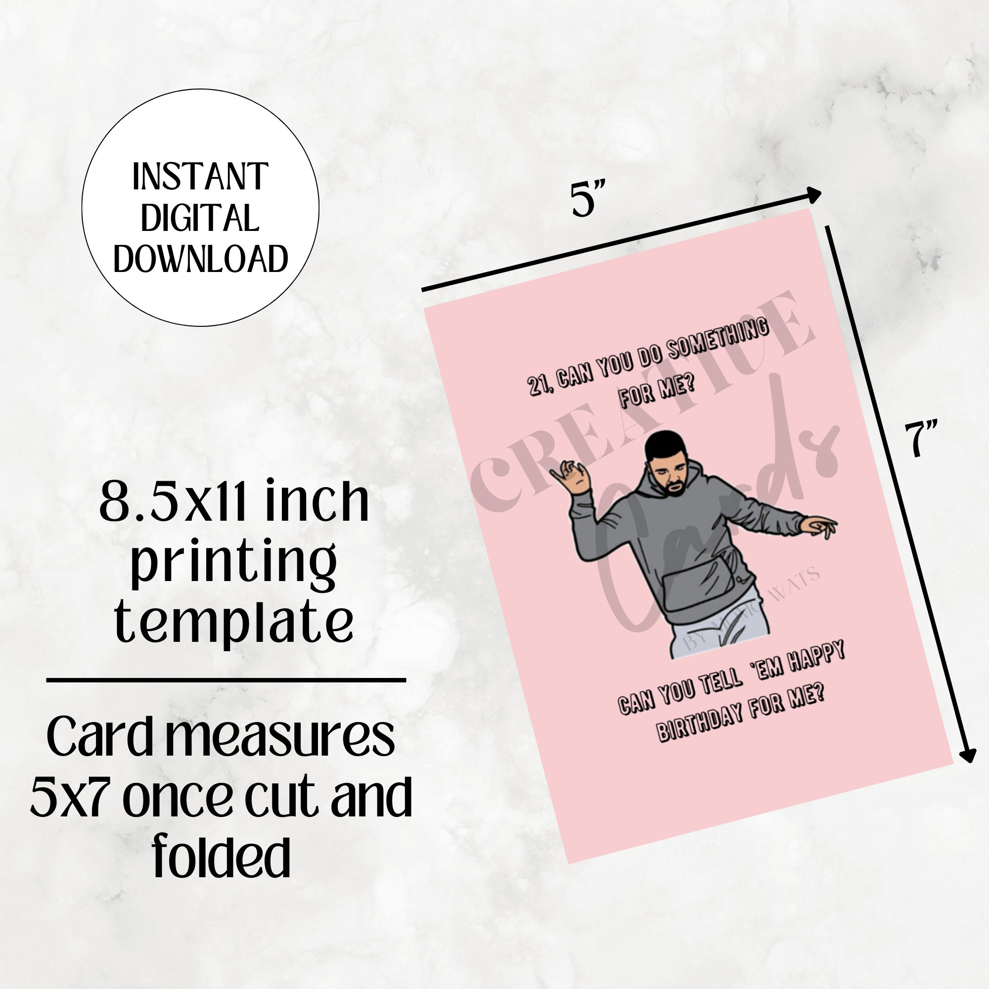 Printable Drake Birthday Card Drake 21st Funny Printable - Etsy