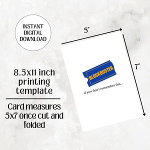 Blockbuster Printable Greeting Card, Digital Download, 5x7 Card, 4x6 ...