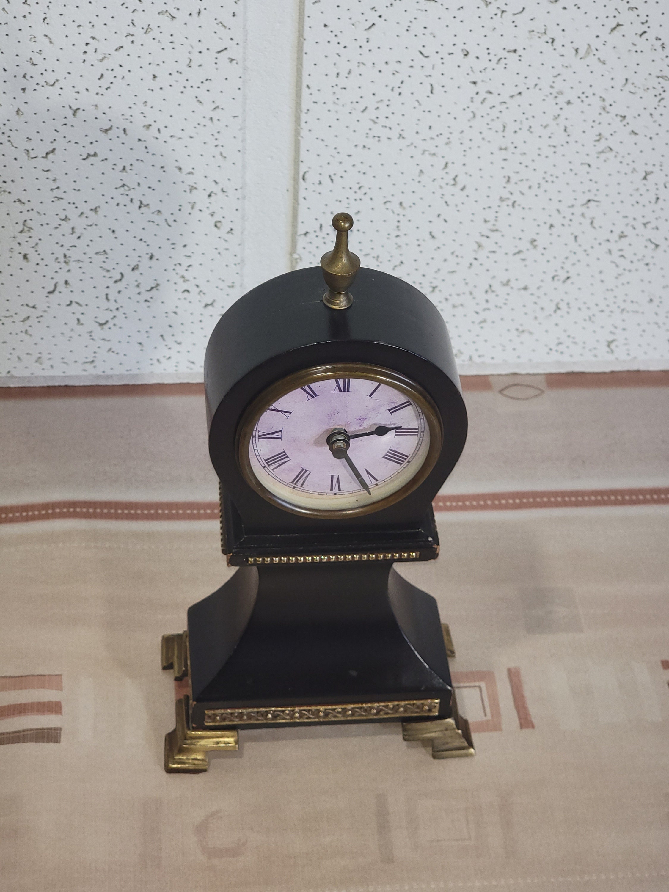 Old Antique Wooden Clock on a Brass Stand. Solid Wood Clock - Etsy