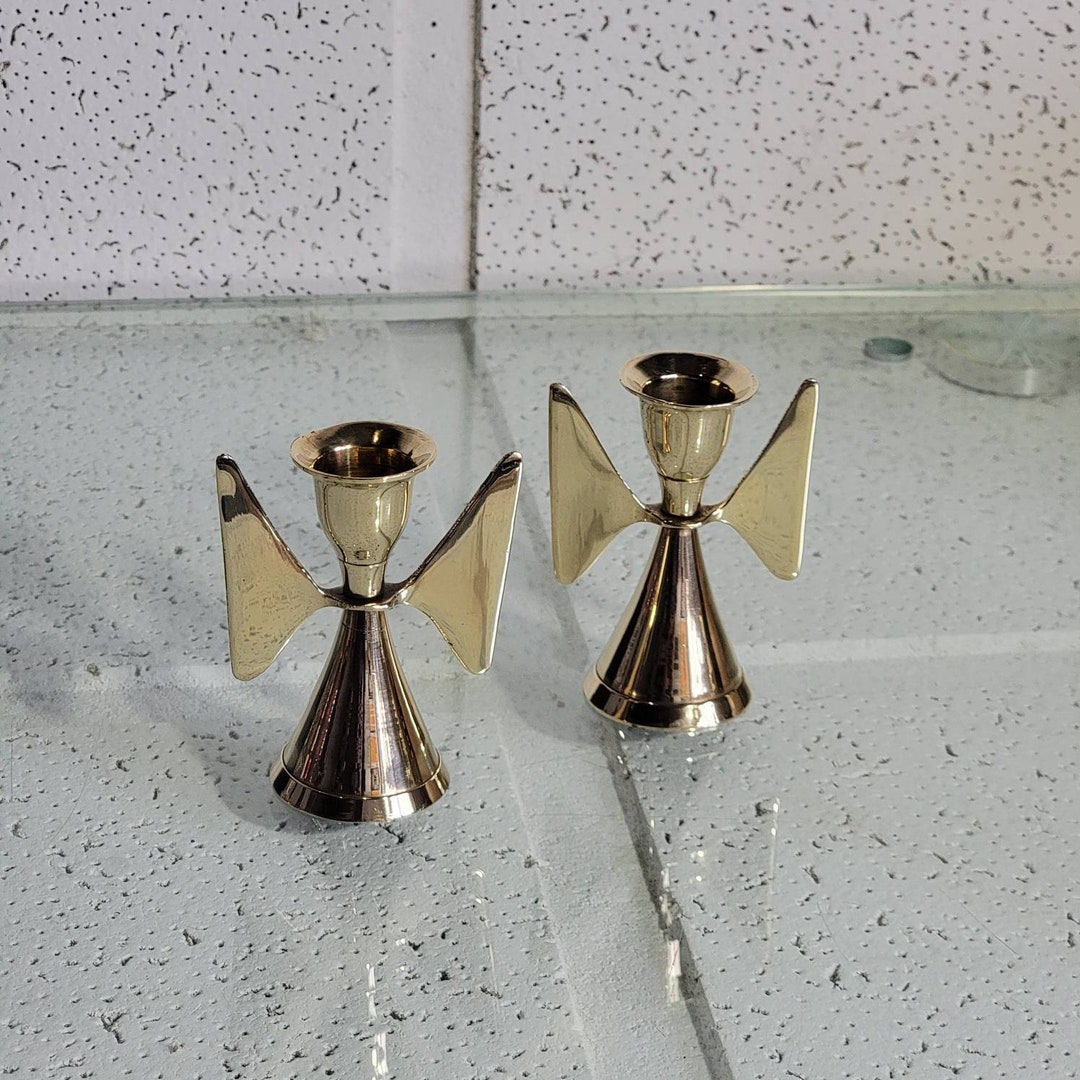 Pair of Small Candlesticks in Solid Brass / Mcm Solid Brass. - Etsy