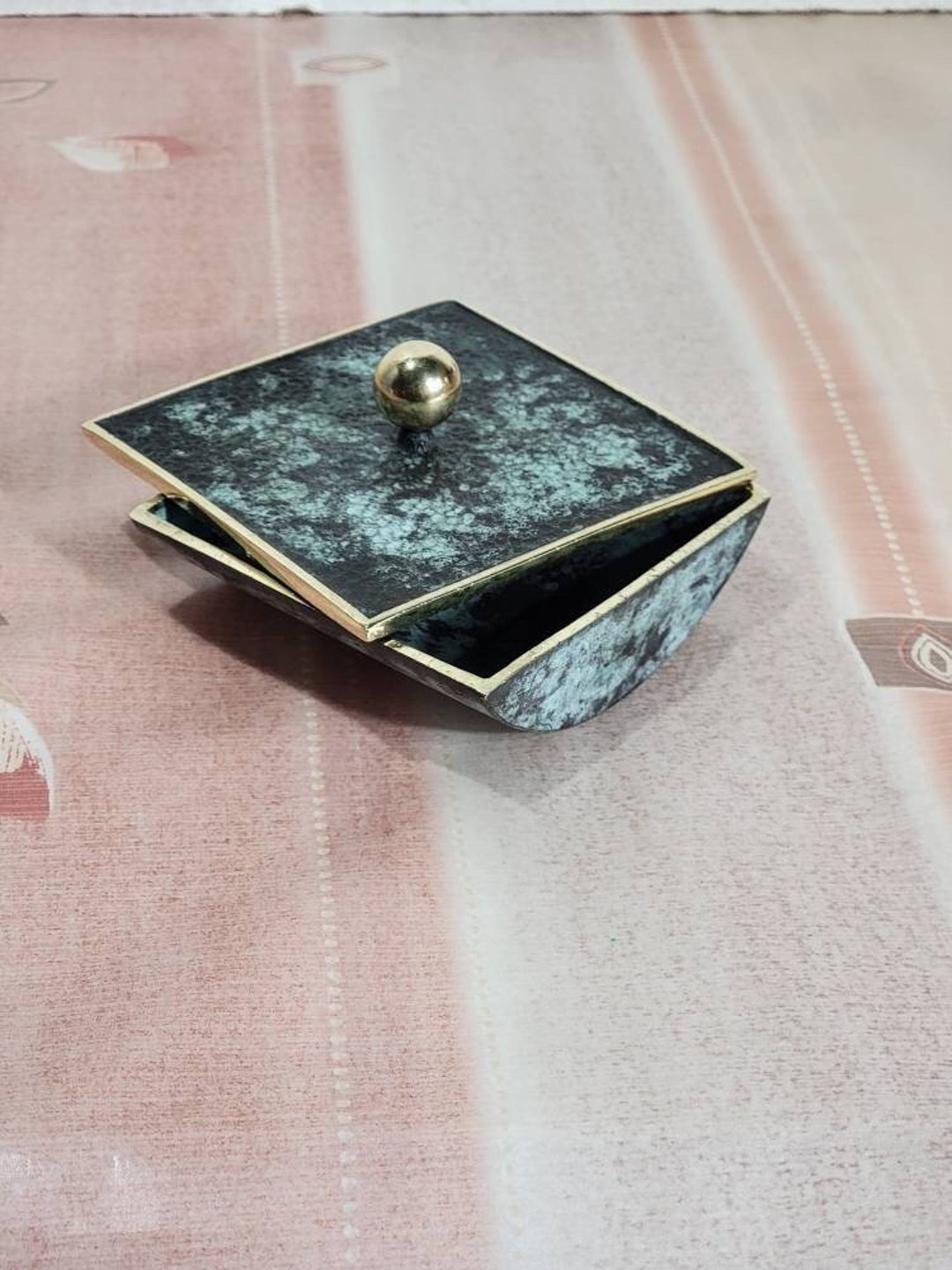 Antique Solid Brass Jewelry Box.vintage Pretty Jewelry Box in Heavy ...