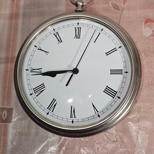 Large Silver Clock White Brass, Prestige Clock, Made in Taiwan, Black ...