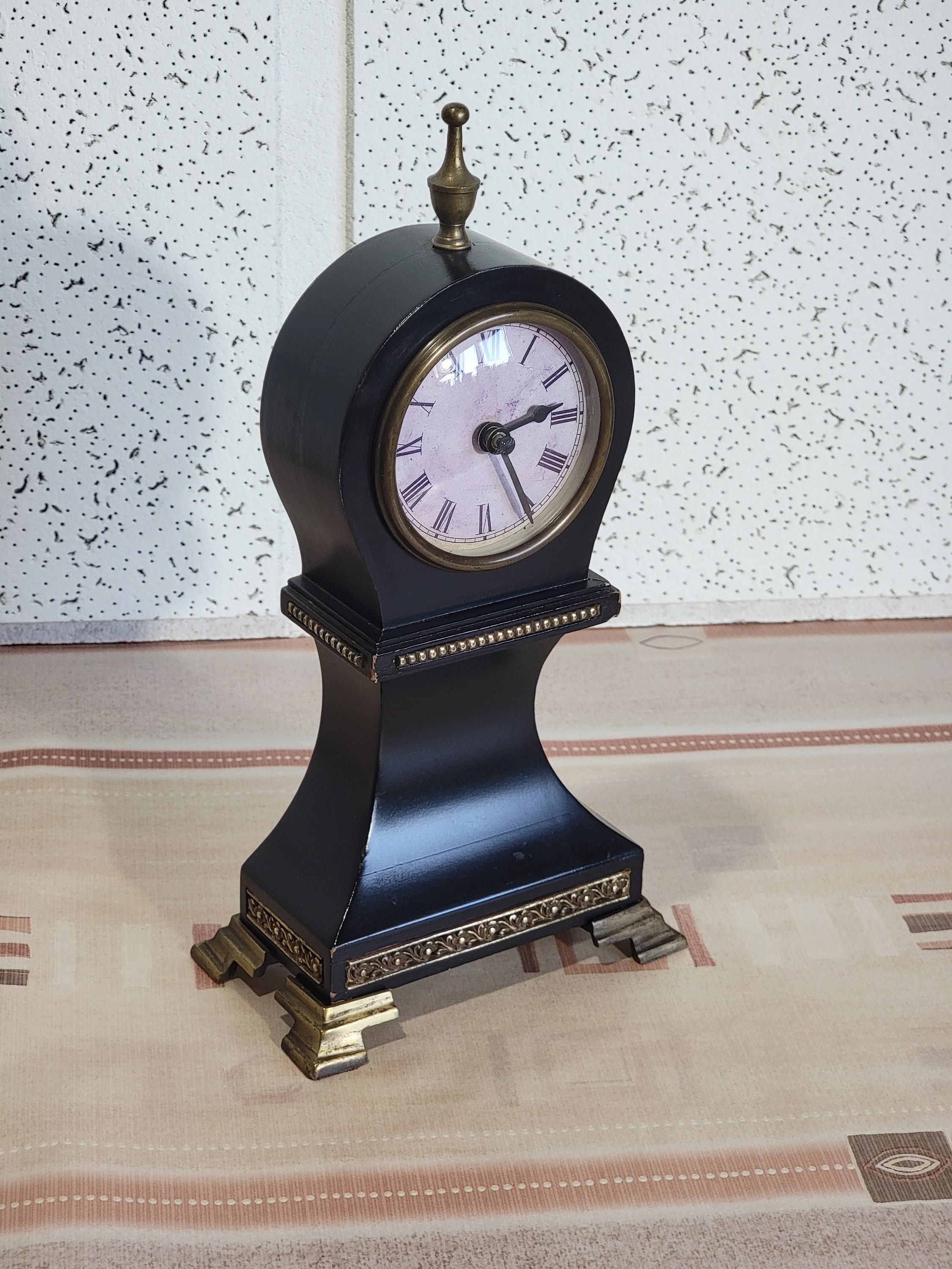 Old Antique Wooden Clock on a Brass Stand. Solid Wood Clock - Etsy