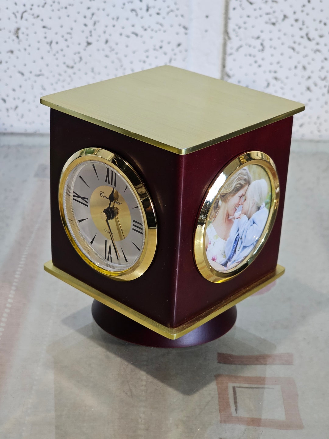 Clock and Photo Frames in Wood, Metal, Brass Finish, Courvoisier Quartz ...