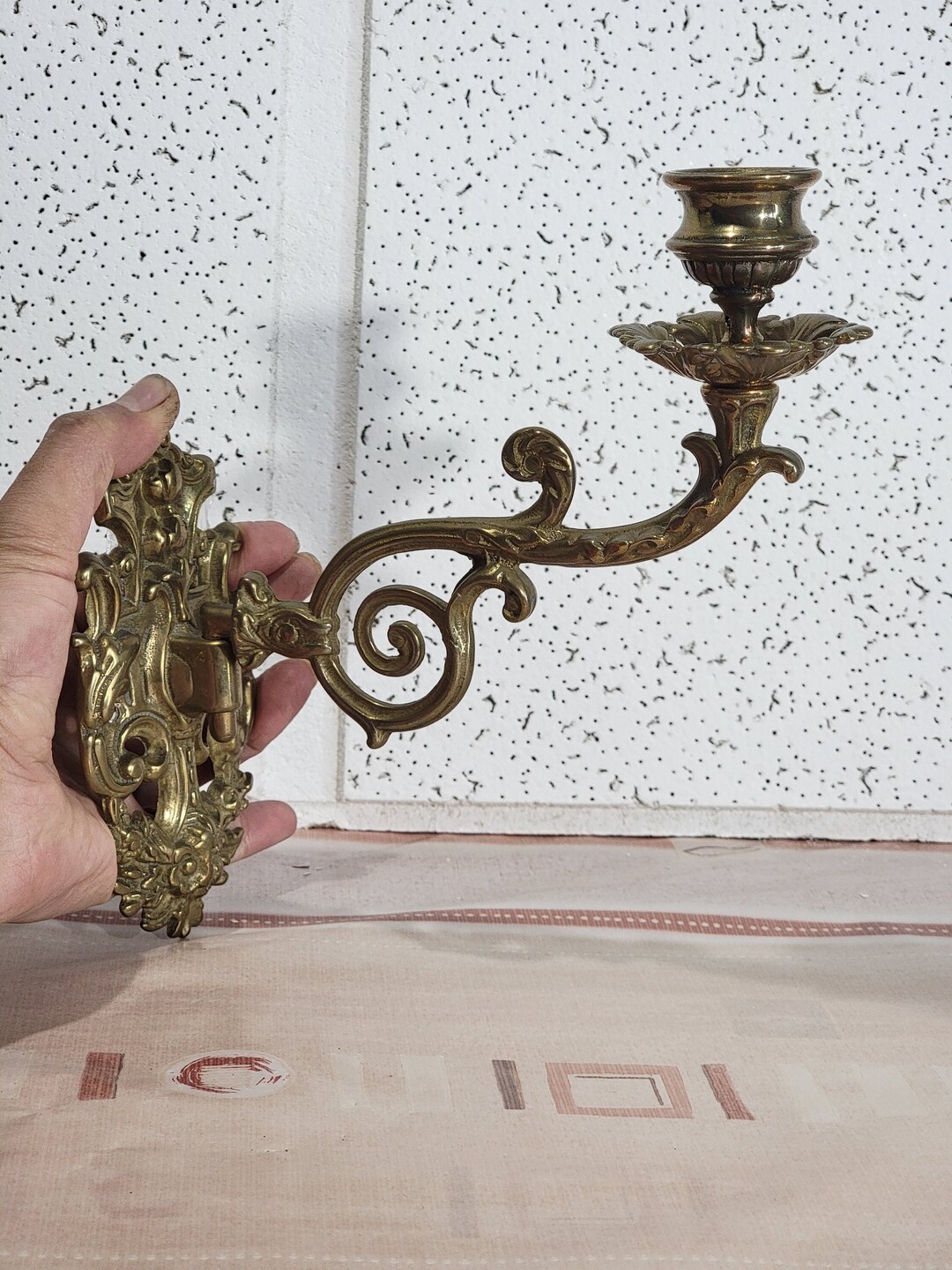 Brass Wall Candlestick,mid Century Antique Solid Brass Wall Candlestick ...