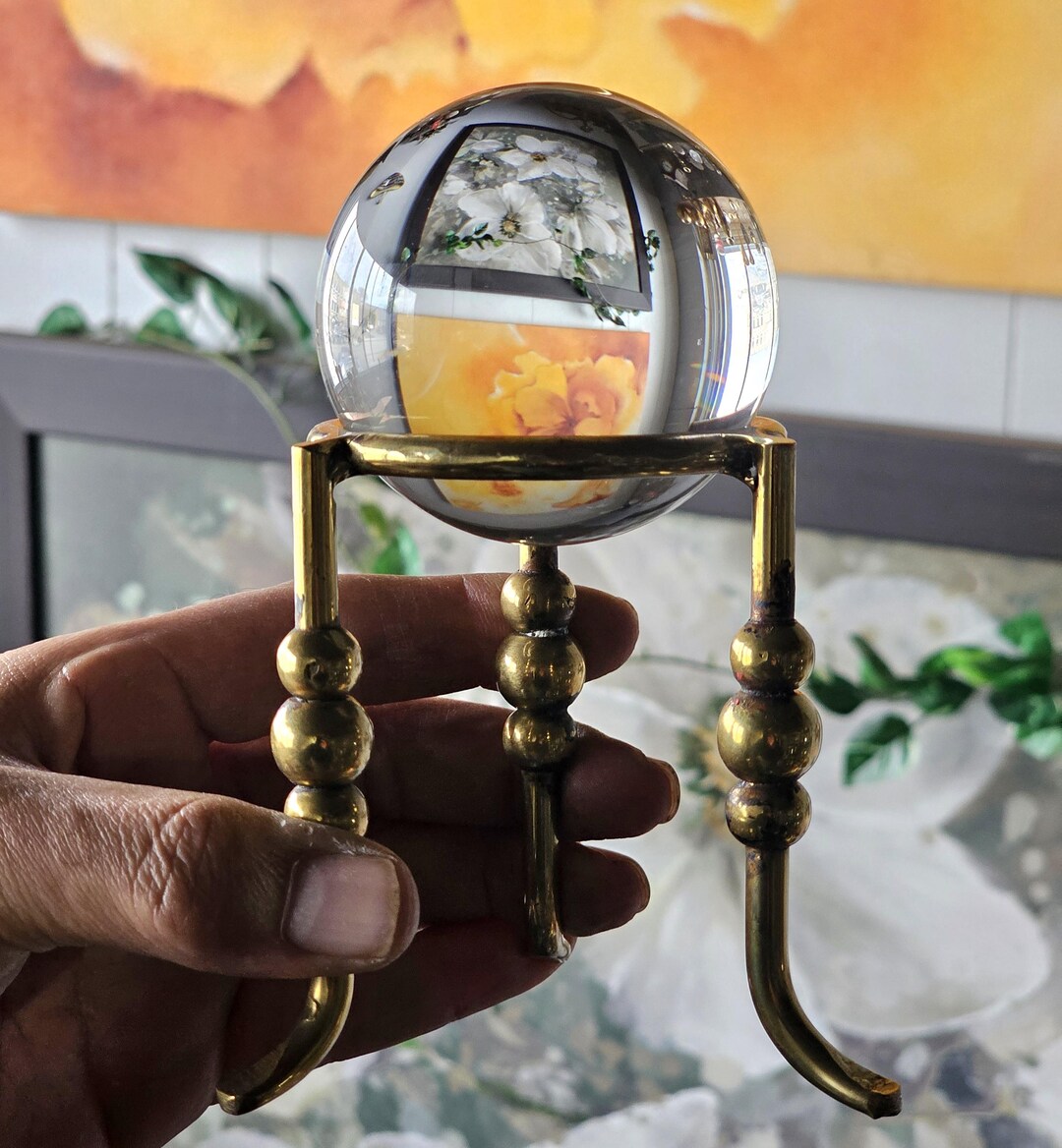 Vintage Crystal Ball With Antique Brass Stand. Magic Ball. - Etsy