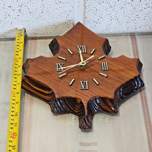 Vintage Mid Century Lacquered Cypress Live Edge Wooden Clock, Maple ...