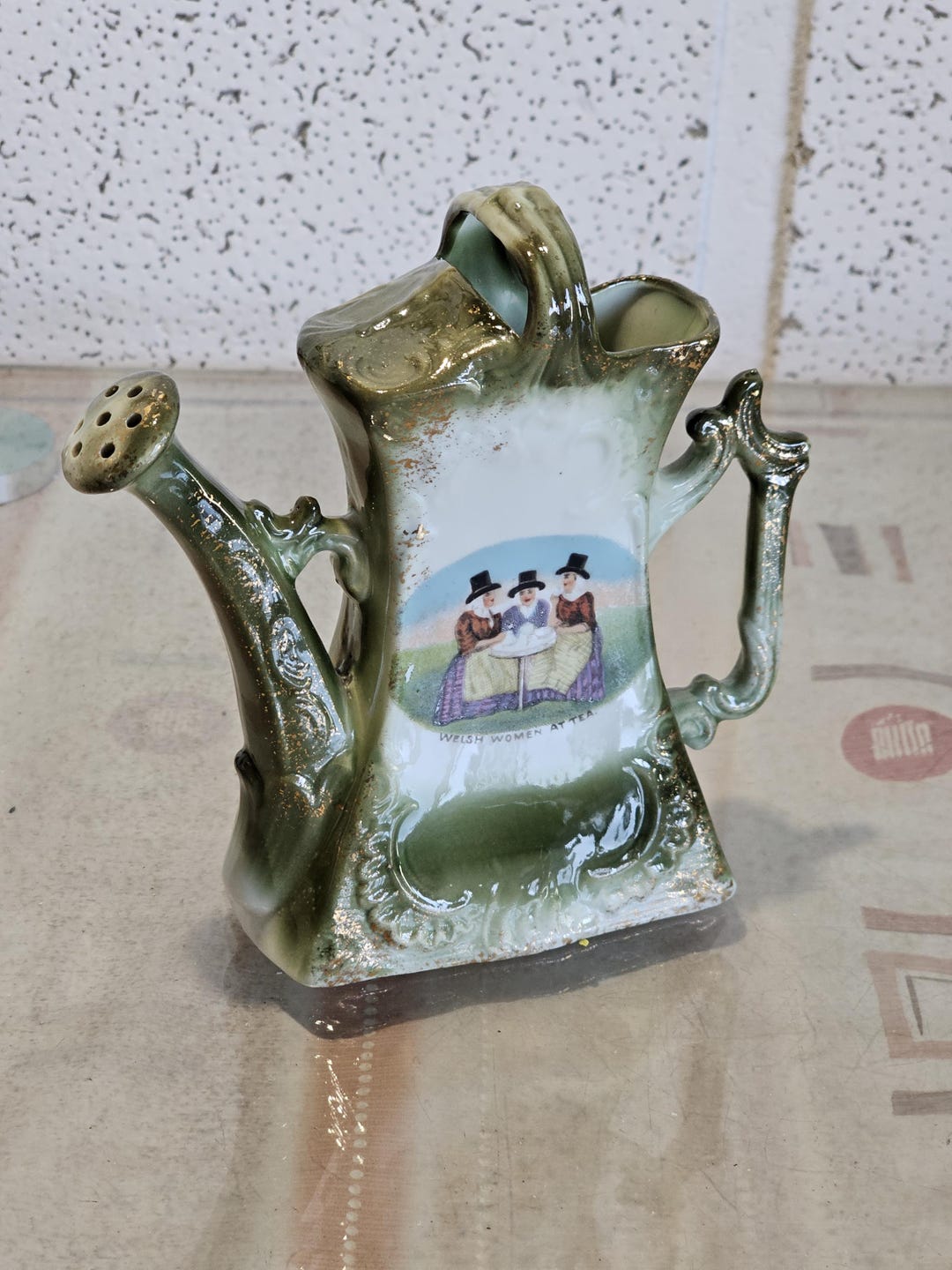 Antique Porcelain Indoor Garden Watering Can, Mid Century Porcelain ...
