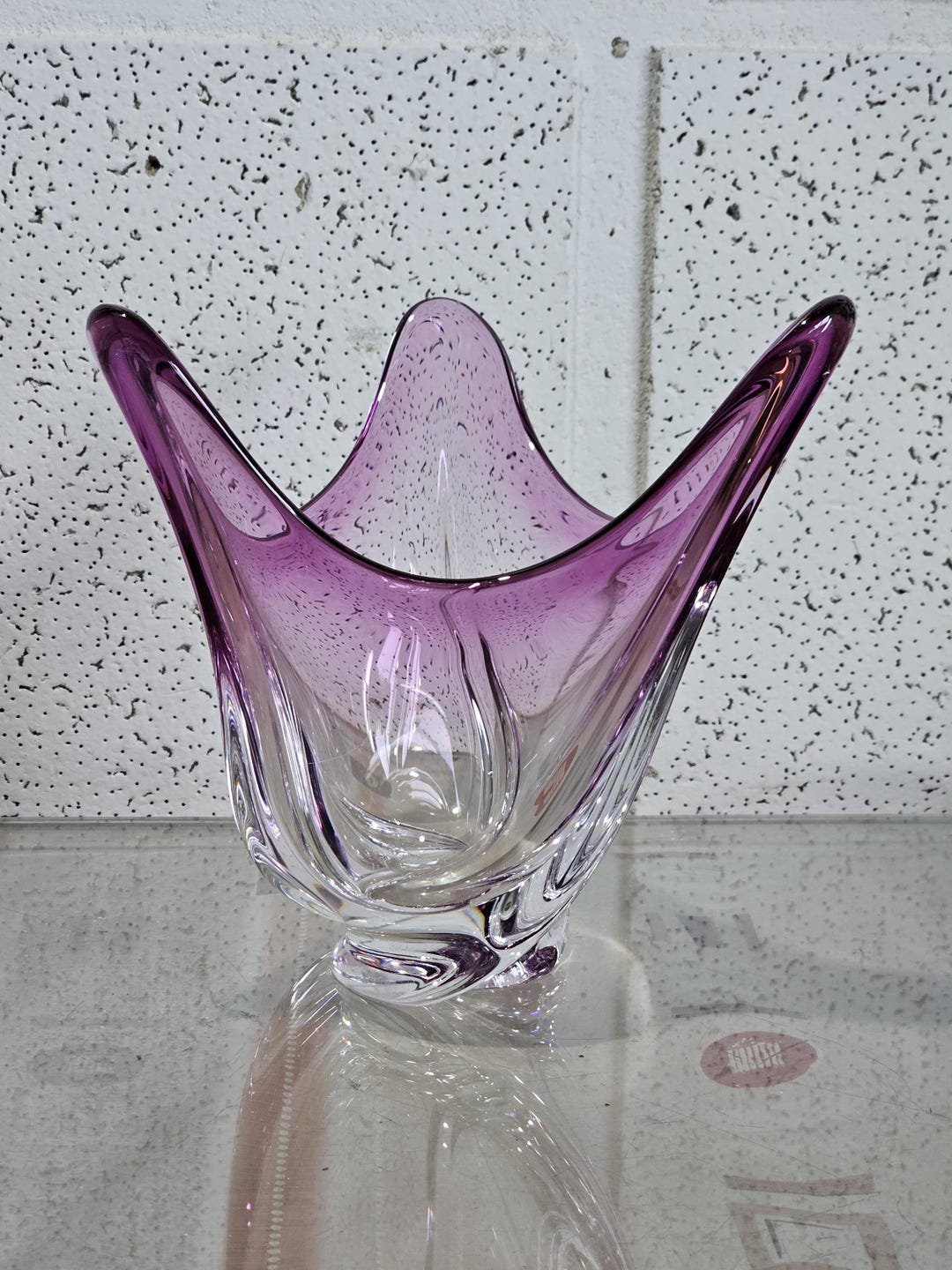 Murano Sommerso Glass Vase in Purple, Murano Style Glass Art. Signed ...