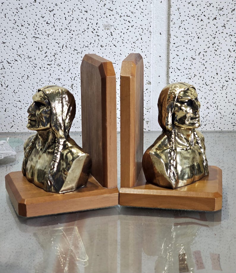American Indian Chief Bookends. Bookends Irish Setter Type Golden Metal ...