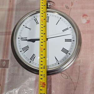 Large Silver Clock White Brass, Prestige Clock, Made in Taiwan, Black ...
