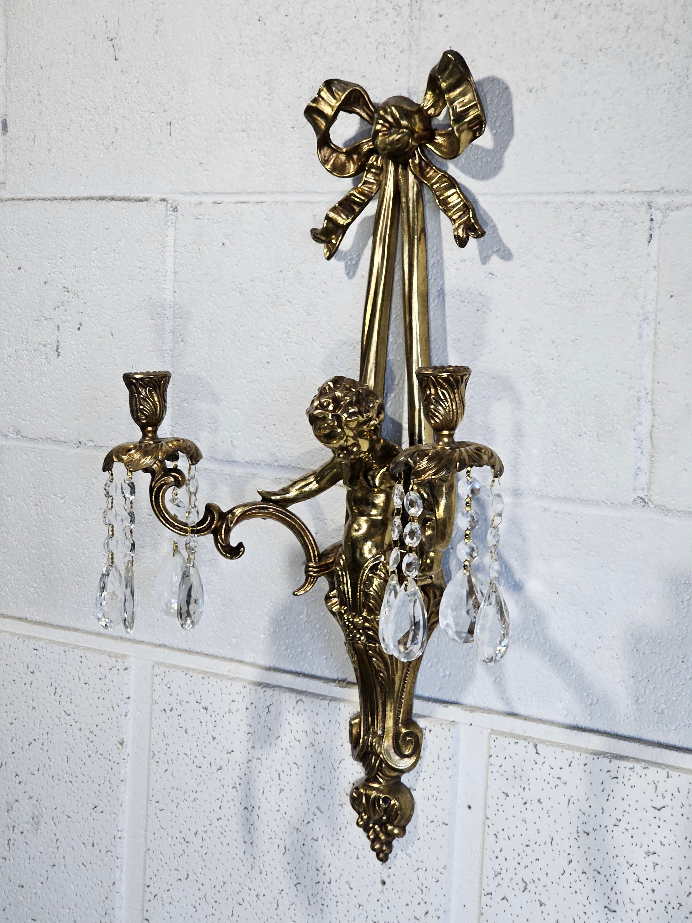 Antique French Louis XVI Style Cherub Wall Scone Candel Holder ...