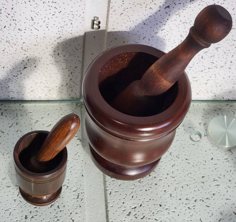Vintage Mortars and Pestles,large and Small Solid Wood Mortars and Pestles. - Etsy UK