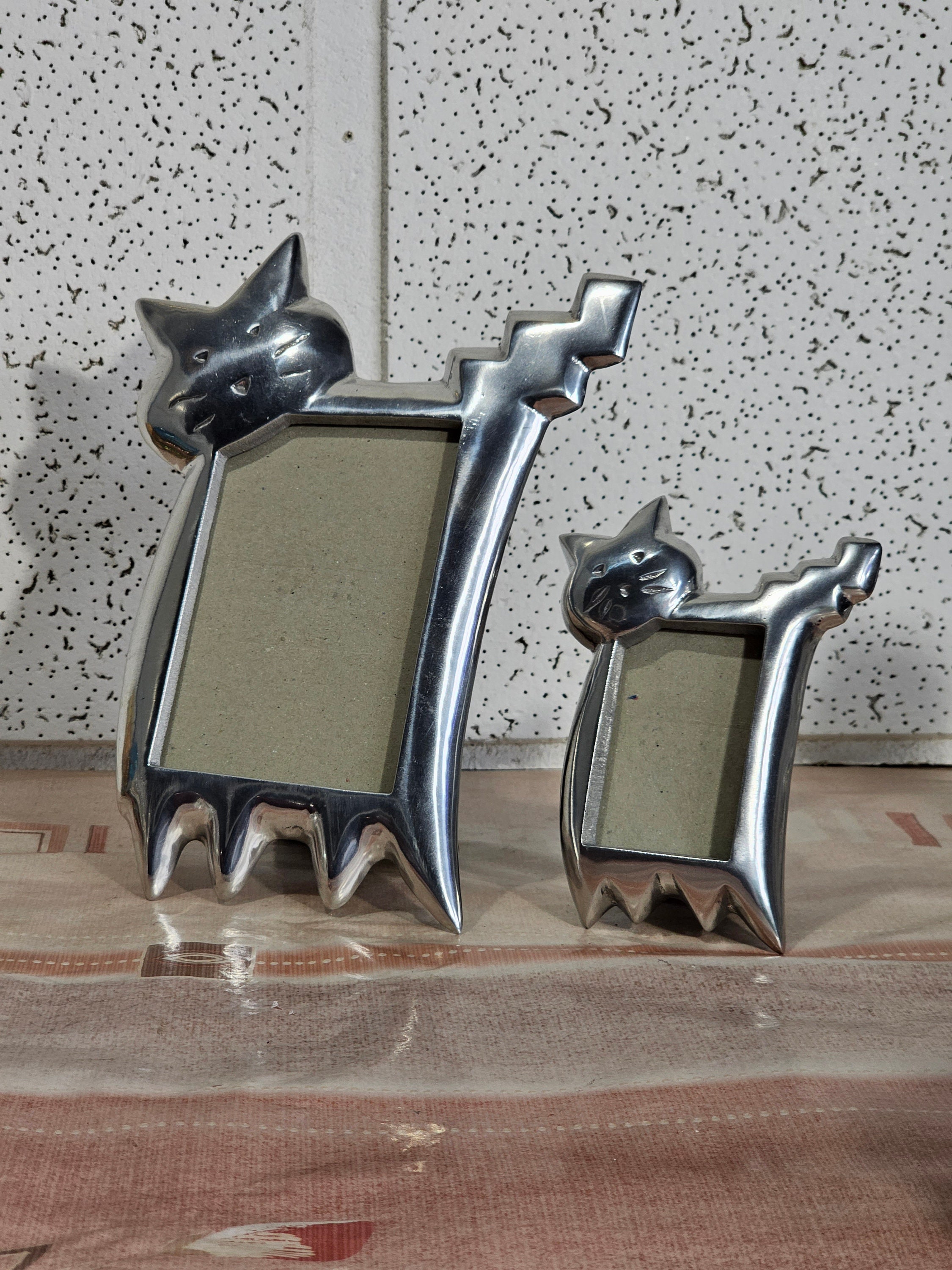 Cat Scluptures Solid Aluminum Picture Frame Set. Vintage Cat - Etsy