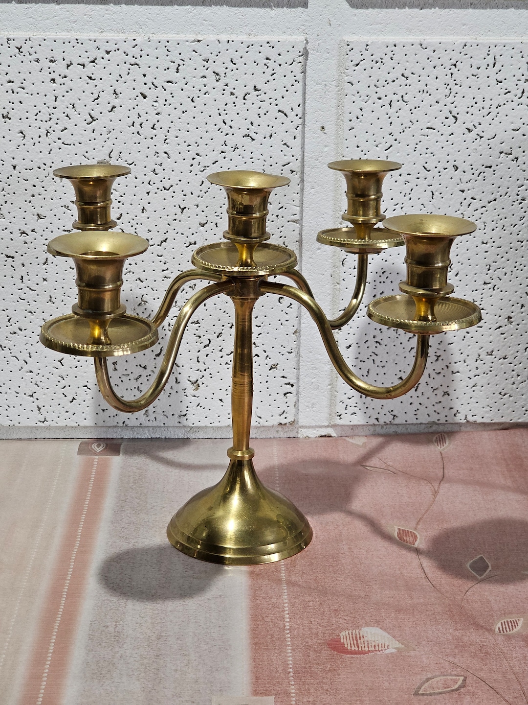 5-branched Brass Candlestick - Vintage Candlestick - Brass ...