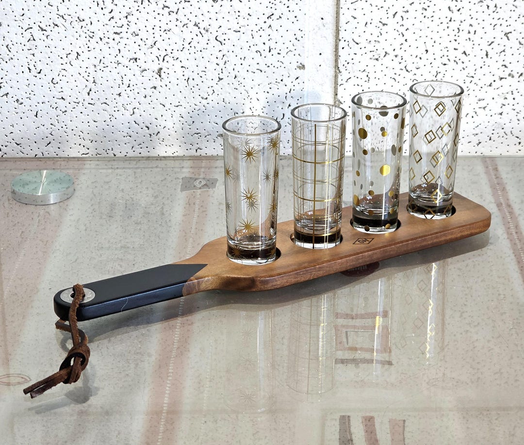 Shot Glasses and Solid Wood Serving Paddle, Gentlemen's Hardware. - Etsy
