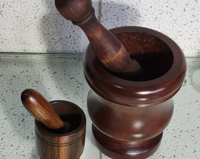 Vintage Mortars and Pestles,large and Small Solid Wood Mortars and Pestles. - Etsy