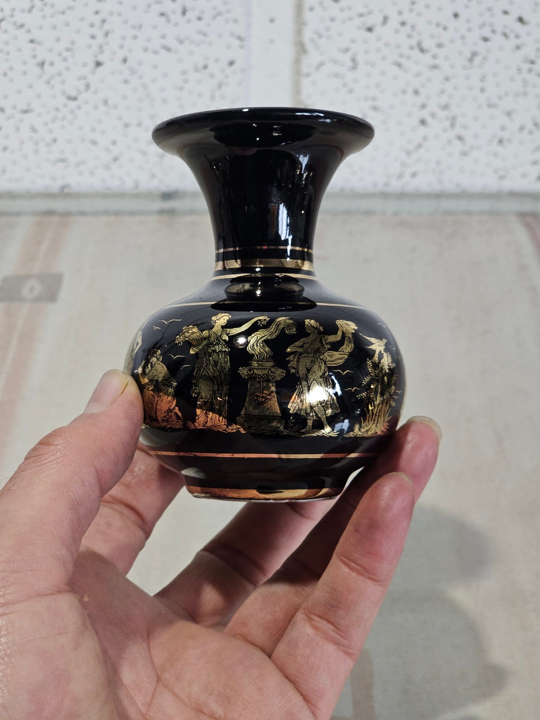 Greek Handmade and Painted 24k Gold Spyropoulos Pitcher Vase, 24k Gold ...