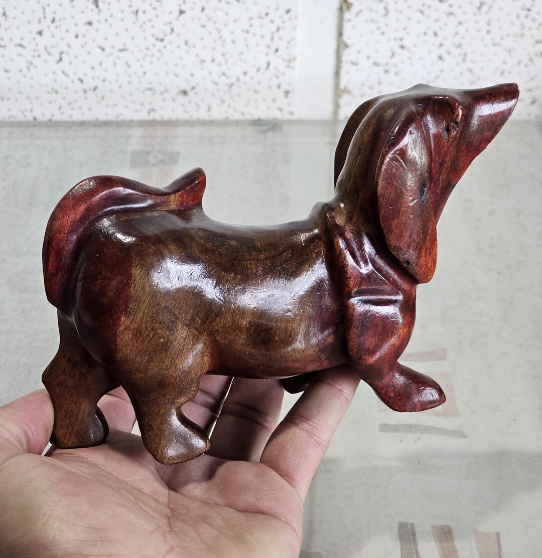 Hand Sculptured Dachshund Wood Dog/ Wood Carving Ideas / Wood Carving ...