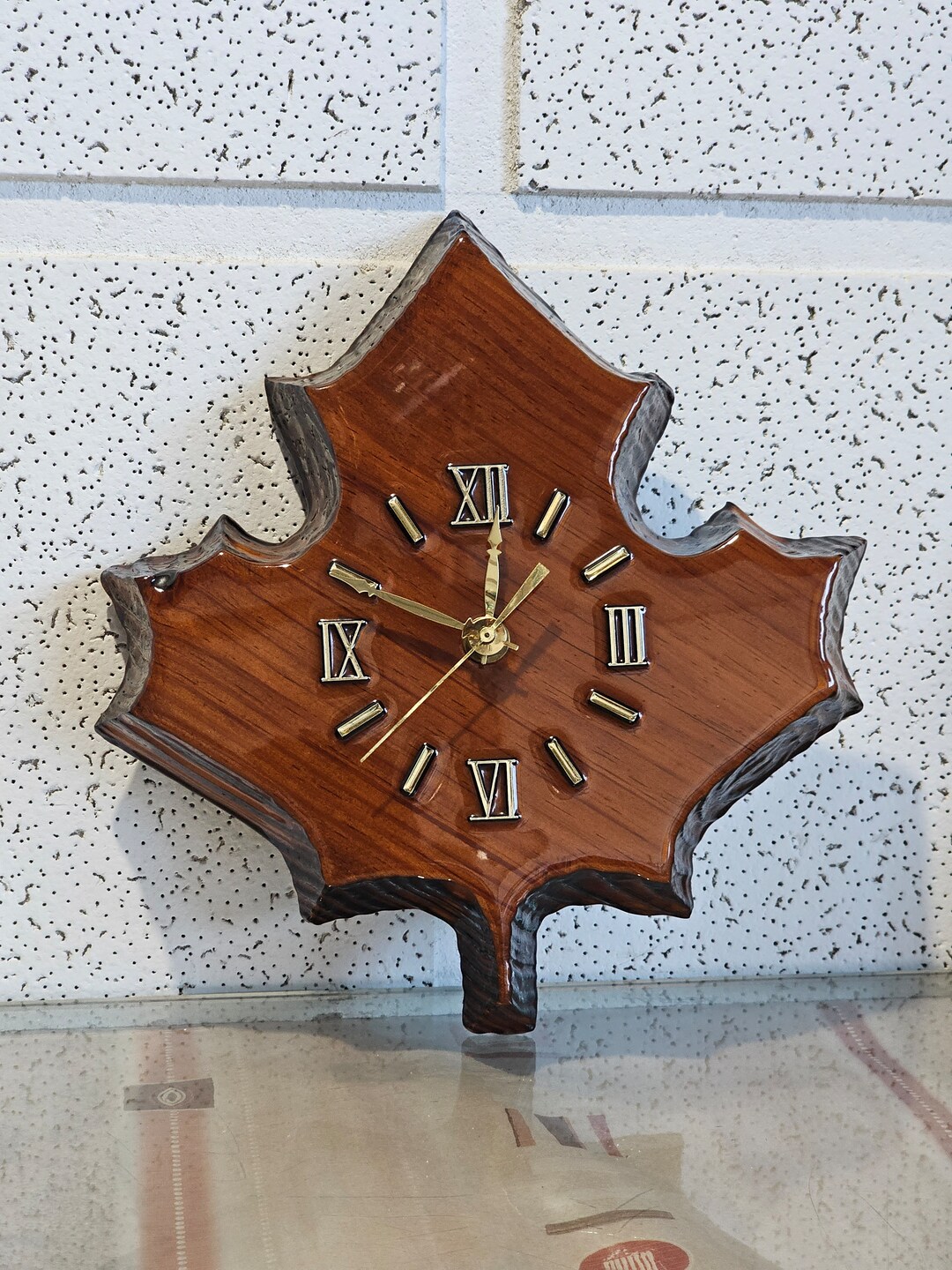 Vintage Mid Century Lacquered Cypress Live Edge Wooden Clock, Maple ...