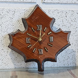 Vintage Mid Century Lacquered Cypress Live Edge Wooden Clock, Maple ...