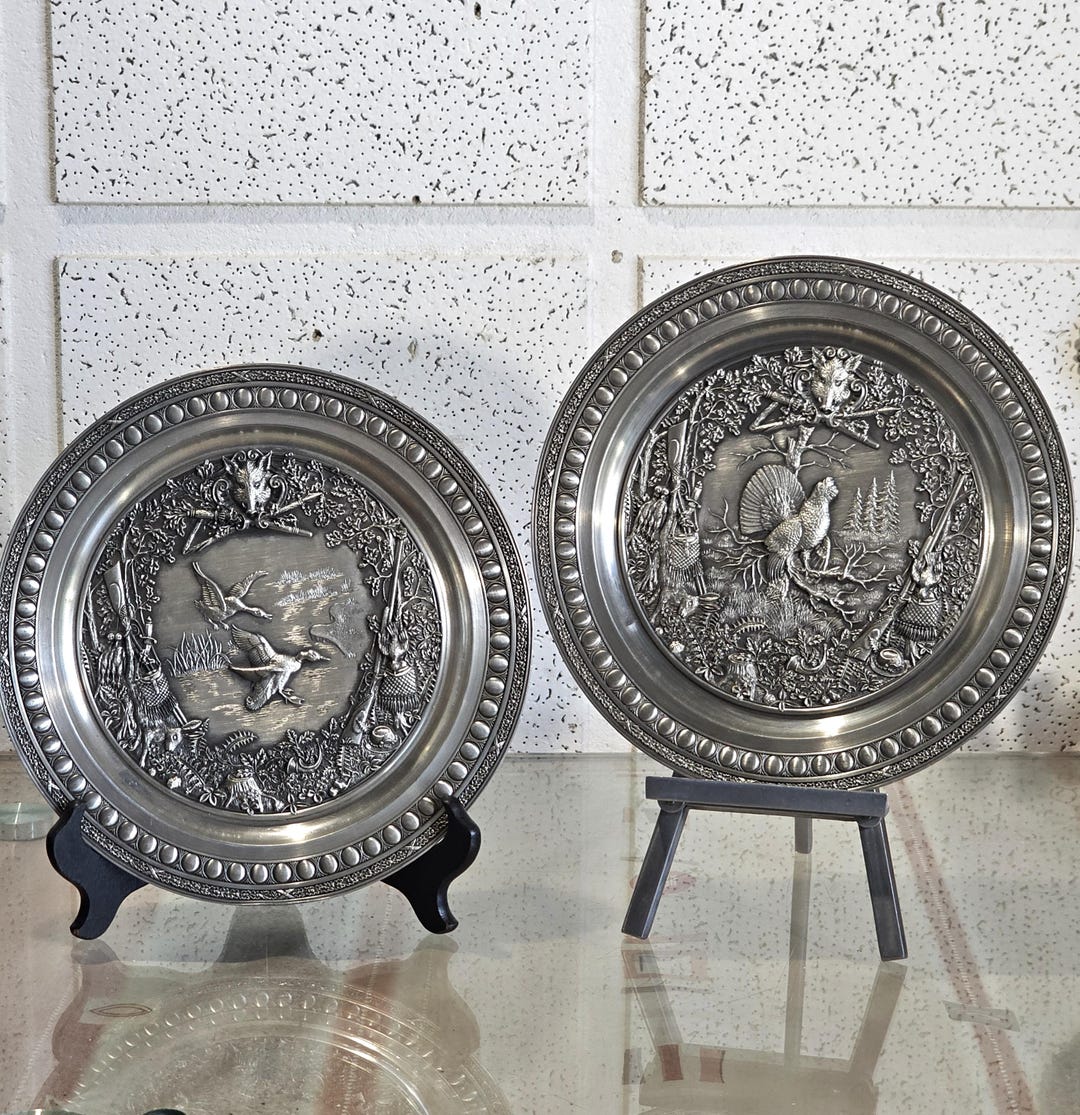 WMF Zinn Pewter/ Vintage 1950s WMF Zinn Pewter Hunting Scene Wall Plate ...