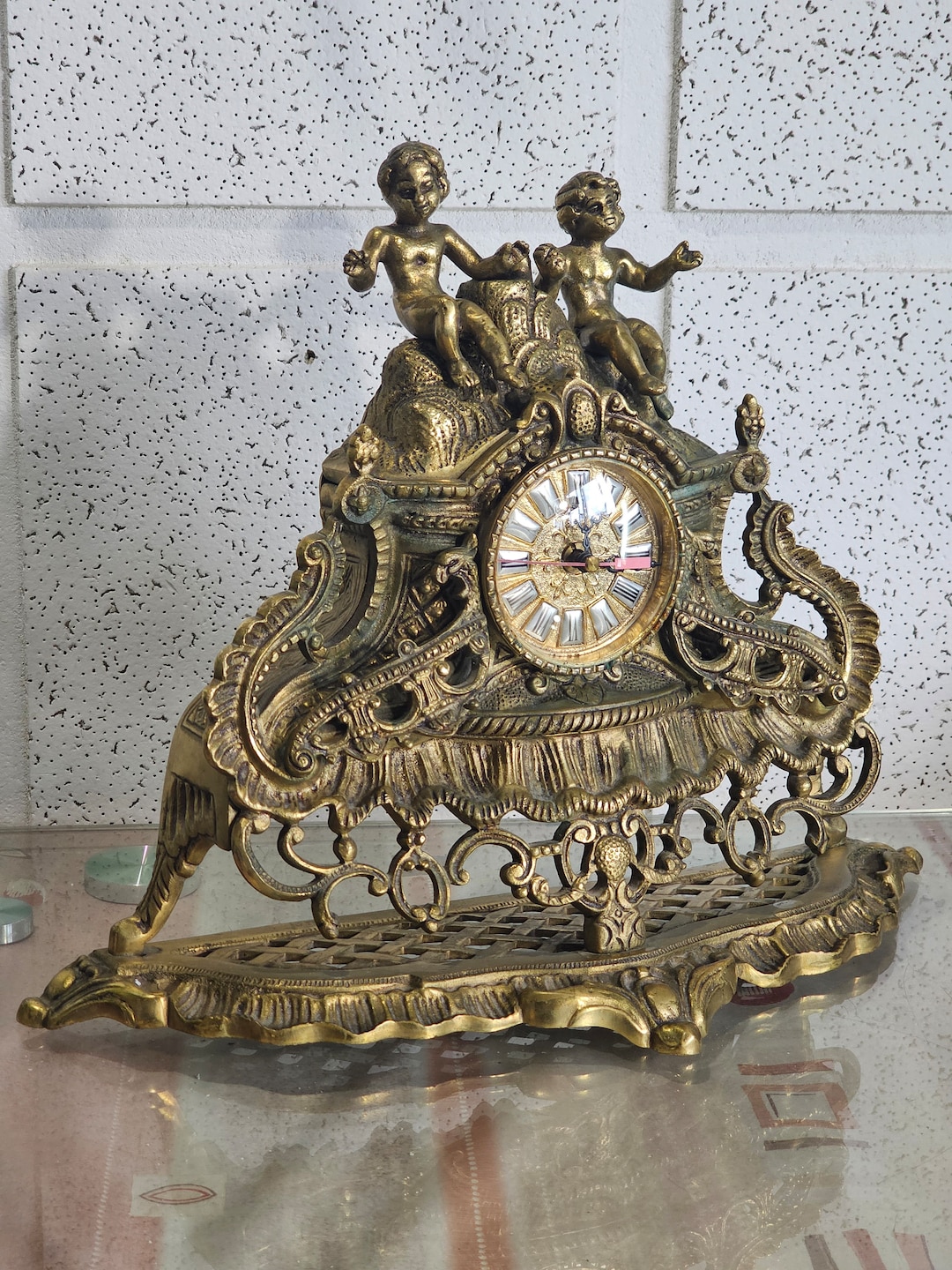 Old Mantel Clock, Table Mantel Clock, Very Heavy Solid Brass Mantel ...