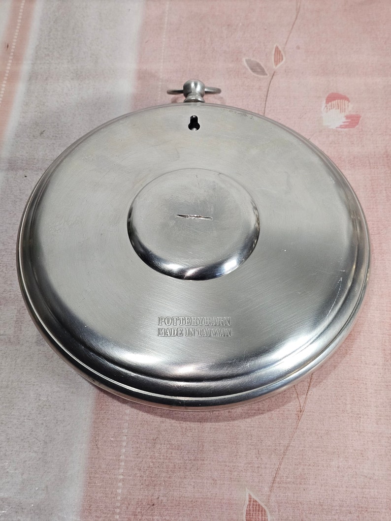 Large Silver Clock White Brass, Prestige Clock, Made in Taiwan, Black ...