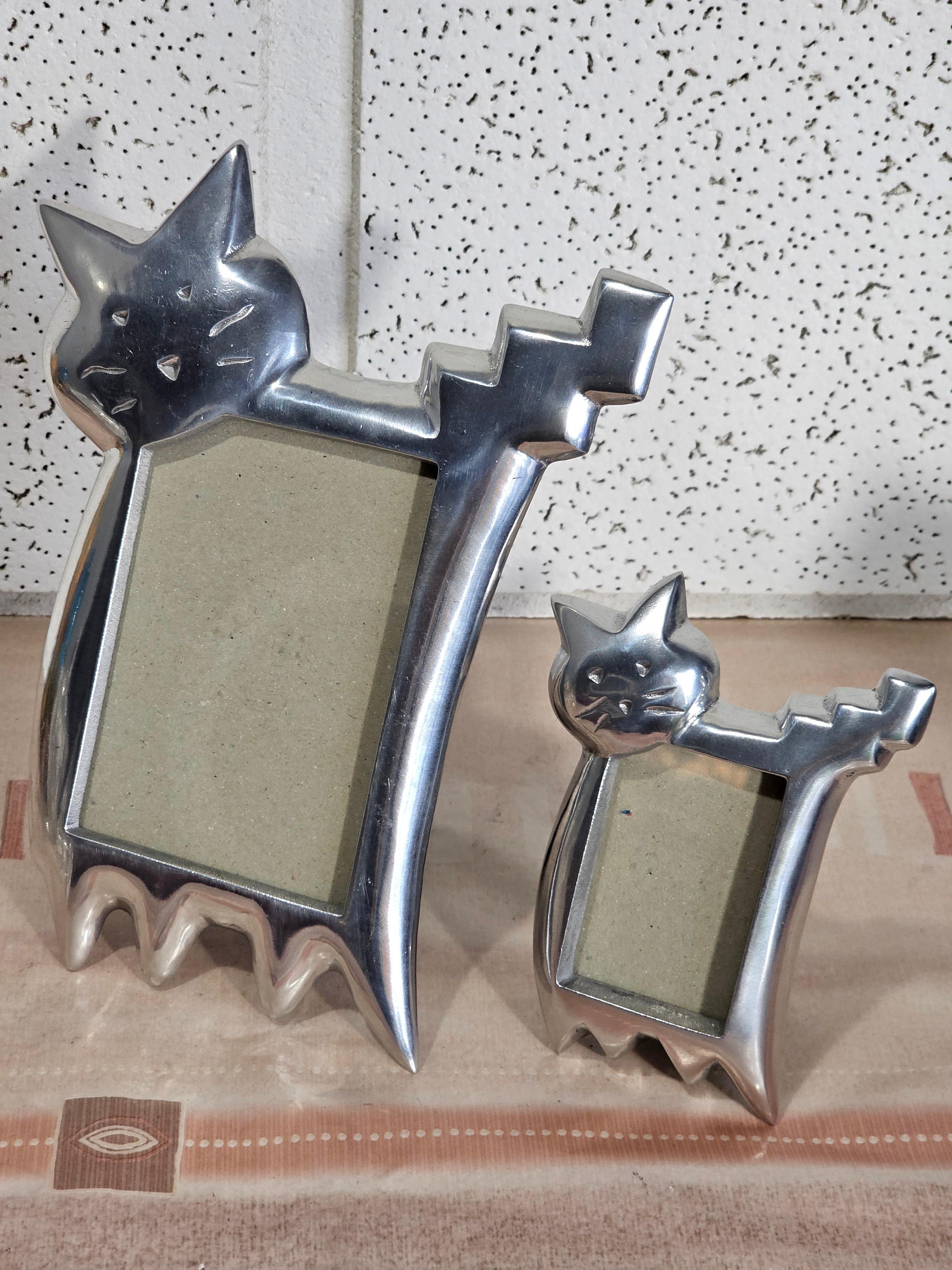 Cat Scluptures Solid Aluminum Picture Frame Set. Vintage Cat - Etsy