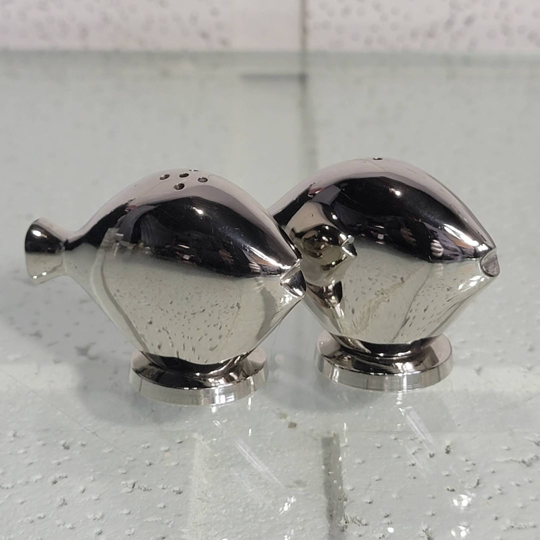 Designer Fish Salt and Pepper Shakers in Silver Plated Brass / Table ...