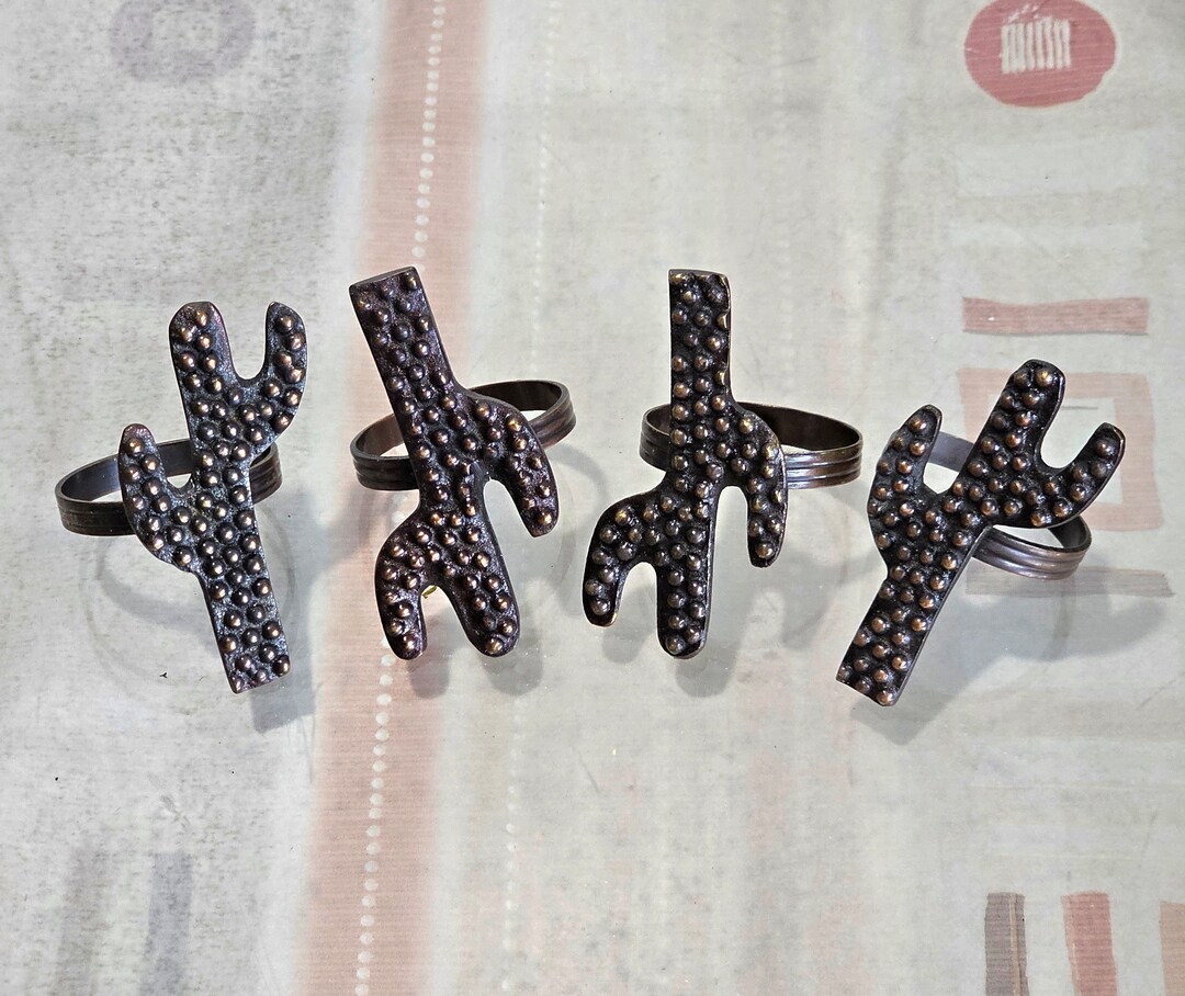 Vintage Brass Cactus Napkin Ring Holders Set of 4. - Etsy
