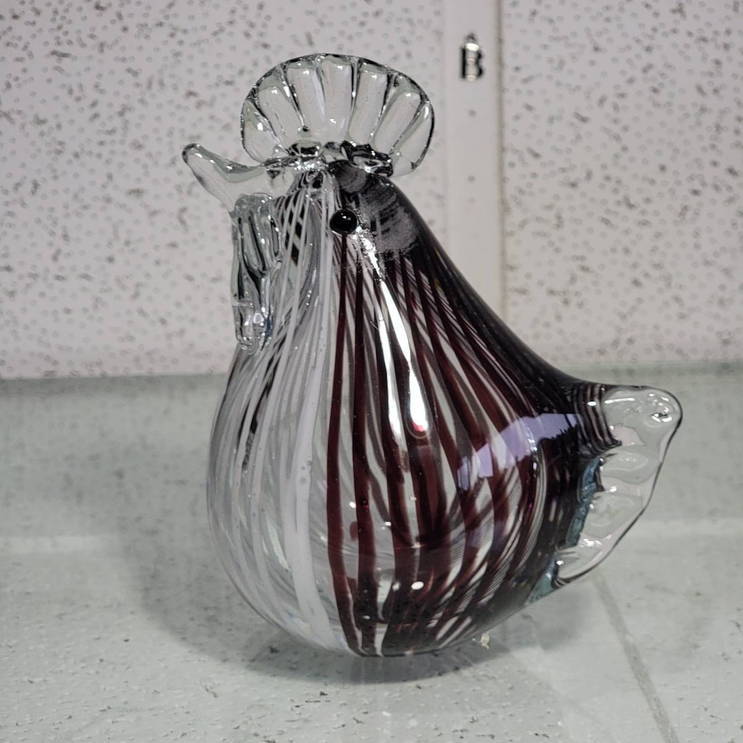 Murano Style Chicken Sculpture, Creative Glass Chicken Crafts ...