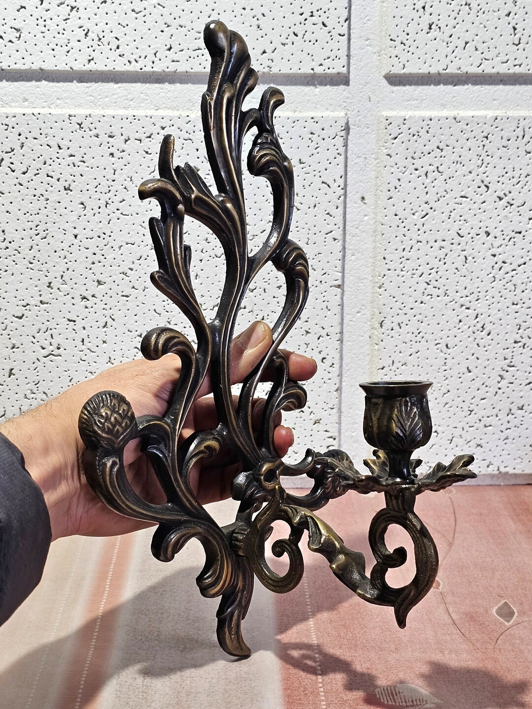 Solid Bronze Wall Candle Holder, Antique Wall Candlestick Solid Bronze ...