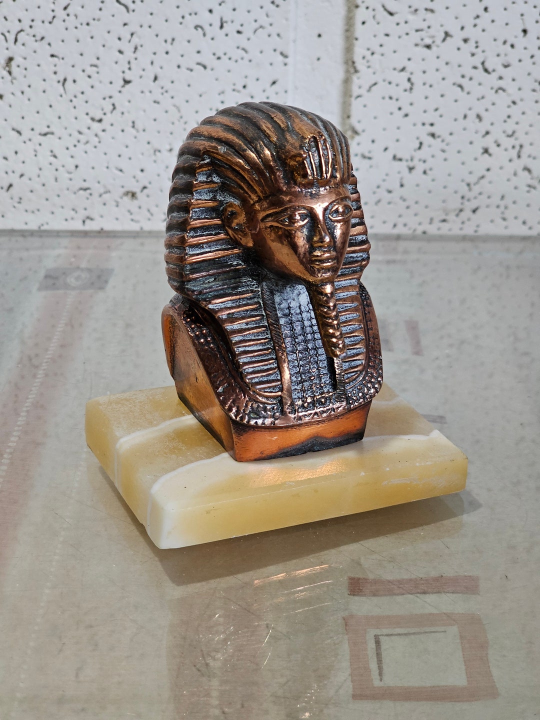 Antique Copper Tutankhamun Statue, Copper Bust of Egyptian Pharaoh ...