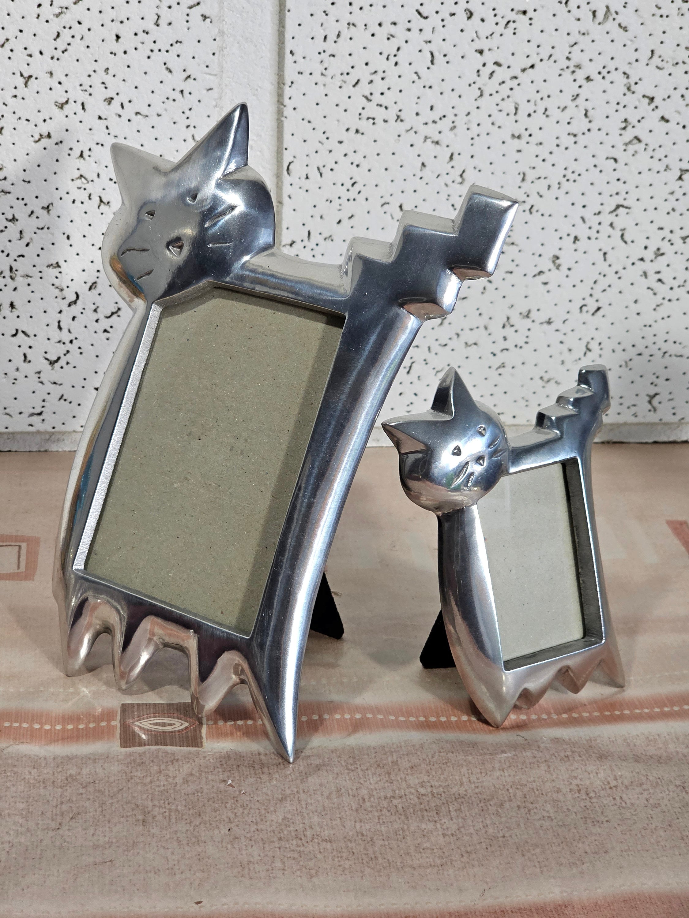 Cat Scluptures Solid Aluminum Picture Frame Set. Vintage Cat - Etsy