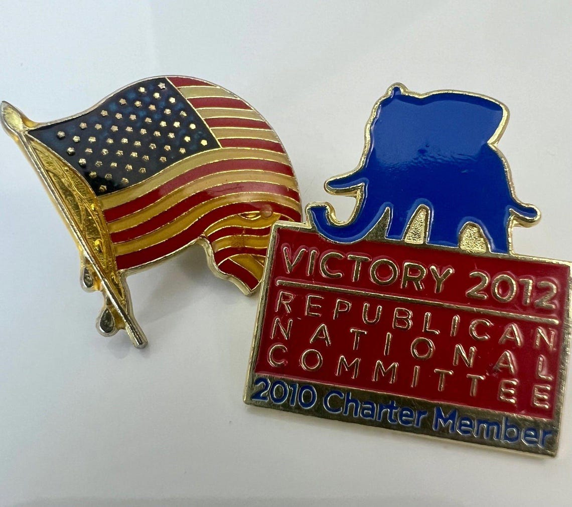 American Flag Republican National Committee 2012 Vintage Collector Pins ...