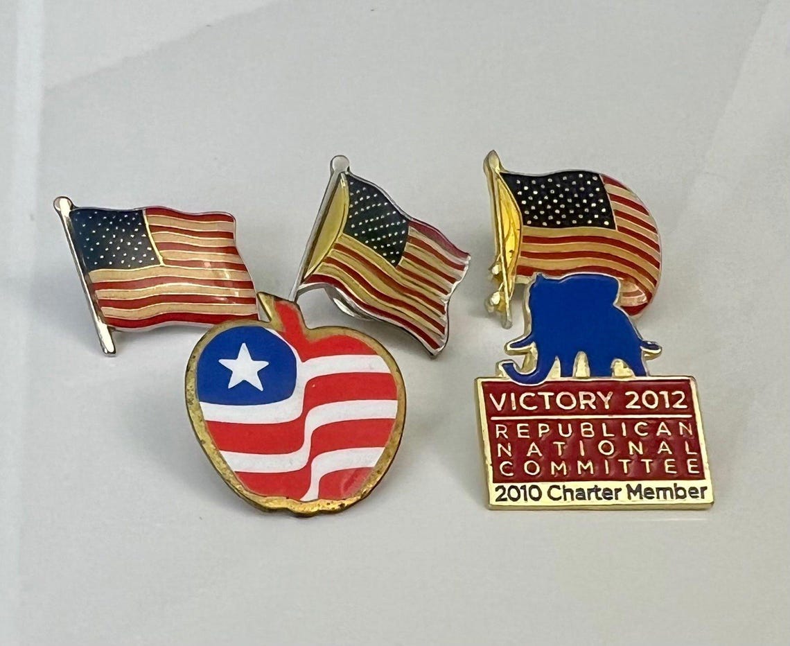 American Flag Republican National Committee 2012 Vintage Collector Pins ...