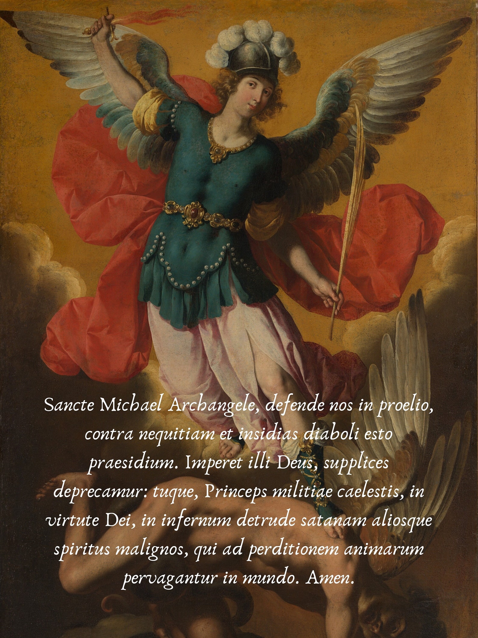 St. Michael Archangel Giclee Print – Latin Prayer, Protection Art - Etsy