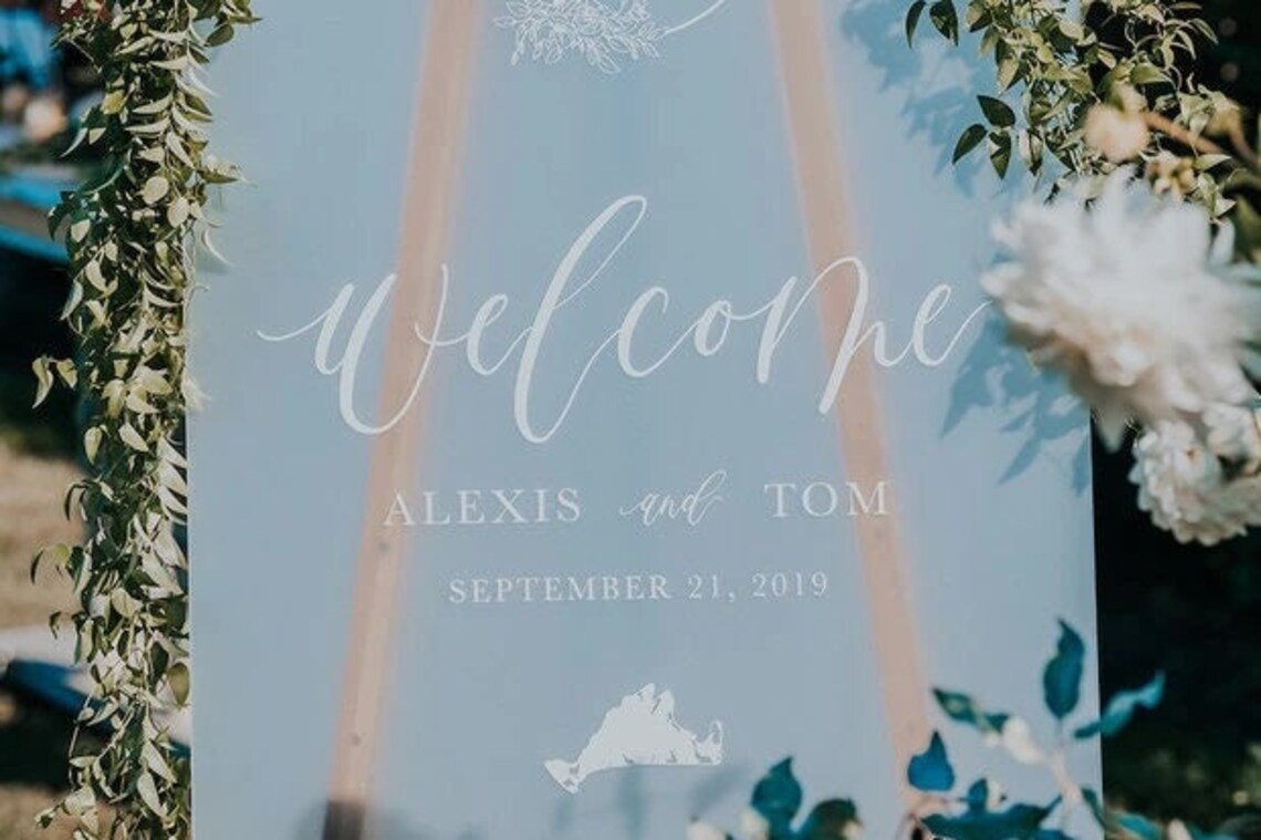 Frosted White Welcome Sign Couple Logo Acrylic Sign White - Etsy