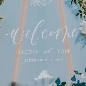 Frosted White Welcome Sign Couple Logo Acrylic Sign White - Etsy